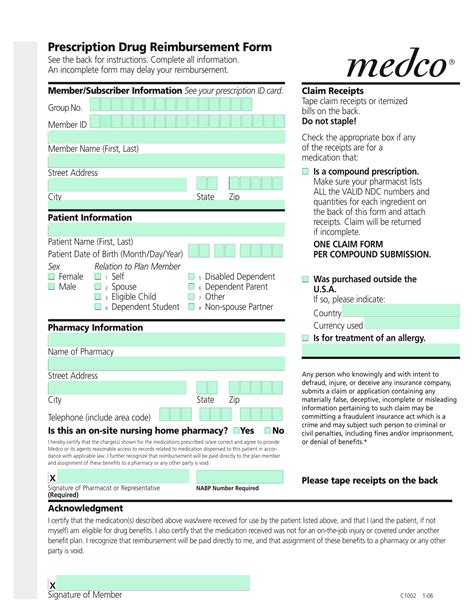 Prescription Drug Reimbursement Form