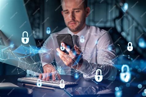 Premium Photo Businessman In Casual Wear Checking Cyber Security Using Smart Phone To Protect
