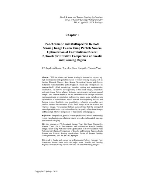 Pdf Panchromatic And Multispectral Remote Sensing Image Fusion Using Particle Swarm