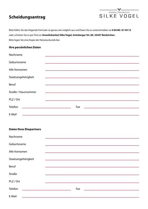 Scheidungsantrag Magazine