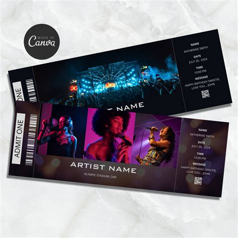 Editable Concert Ticket Template Diy Event Ticket Custom Concert