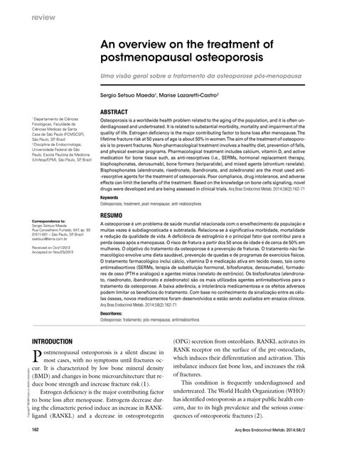 Pdf An Overview On The Treatment Of Postmenopausal Osteoporosis