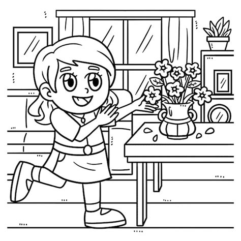 Chica Del Día De San Patricio Arreglando Flores Para Colorear Vector