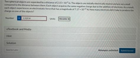 solved two spherical objects are separated by a distance of