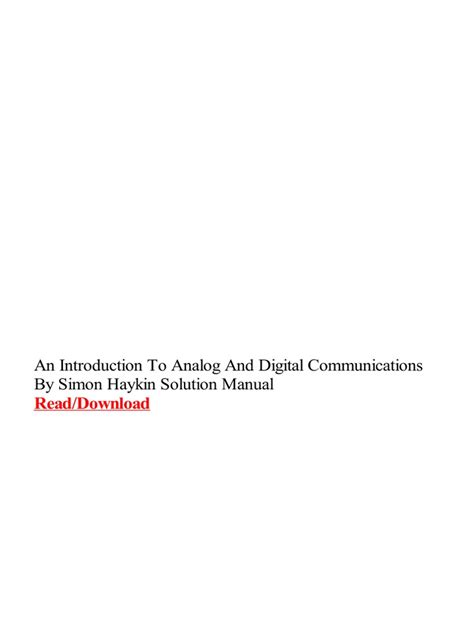 An Introduction To Analog And Digital Communications By Simon Haykin