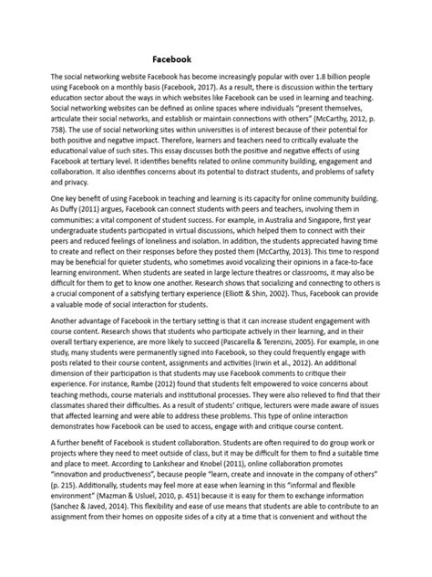 Essay Writting Example Pdf Social Networking Service Learning