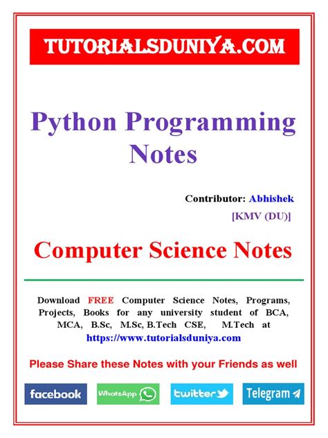 pythone notes pdf computer programming machine learning