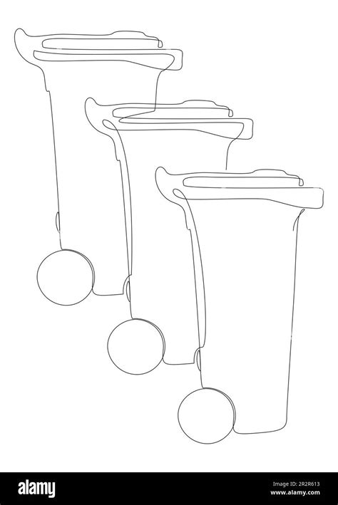 One Continuous Line Of Garbage Bin Thin Line Illustration Vector Concept Contour Drawing