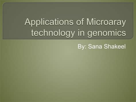 Applications Of Microarray Pptx