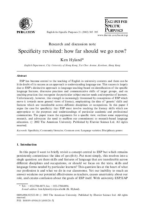 Pdf Specificity Revisited How Far Should We Go Now