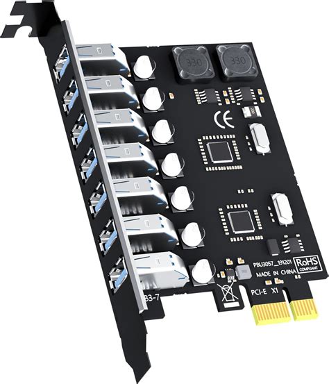 GLOTRENDS U3057 7 Port USB 3 0 Type A 5Gb PCIe Expansion Card For Intel AMD And ARM Platform