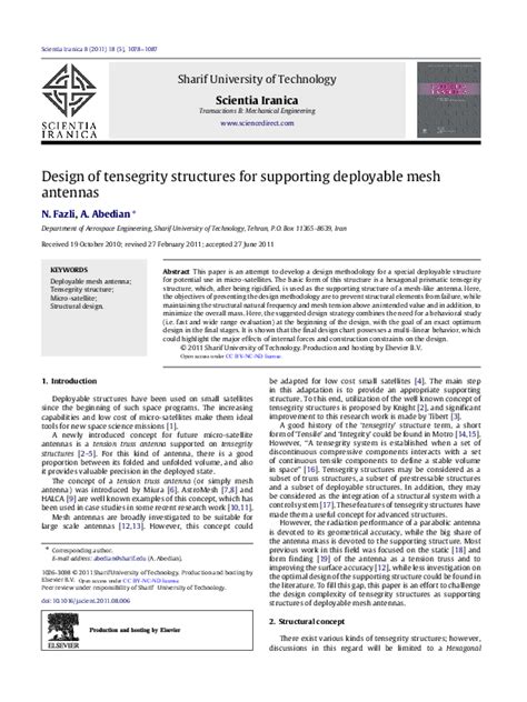 Pdf Design Of Tensegrity Structures For Supporting Deployable Mesh Antennas Norodin Fazli