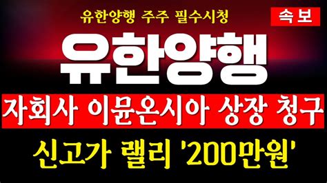 유한양행 주가전망 긴급 미노출 자회사 이뮨온시아 바이오 Ipo 대어 코스닥 상장 청구 또 다시 유한양행 기업 가치