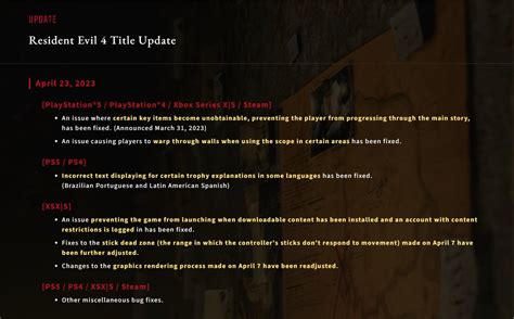 Link On Twitter Resident Evil 4 Title Update April 23rd 2023
