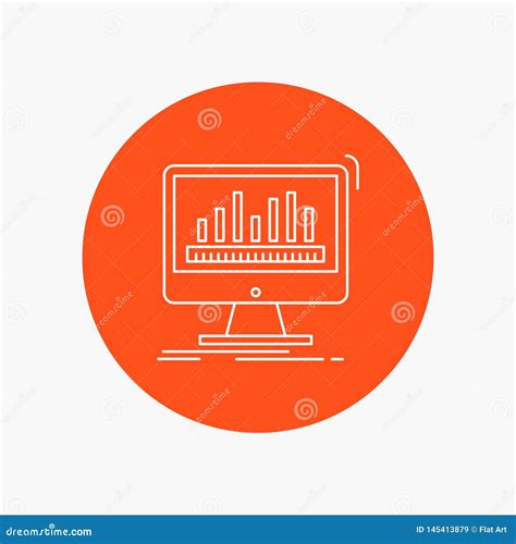Analytics Processing Dashboard Data Stats White Line Icon In Circle Background Vector Icon