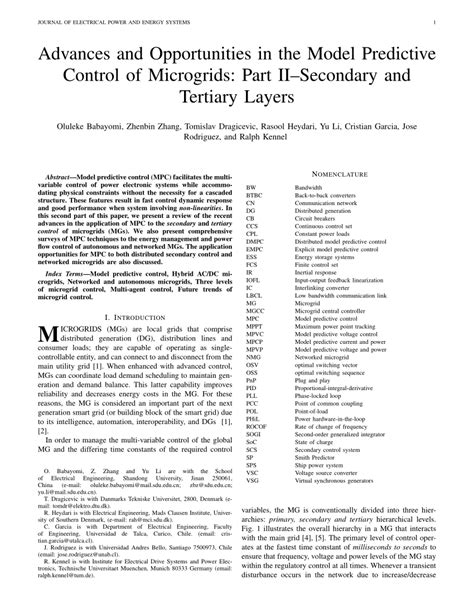 Pdf Advances And Opportunities In The Model Predictive Control Of Microgrids Part Ii