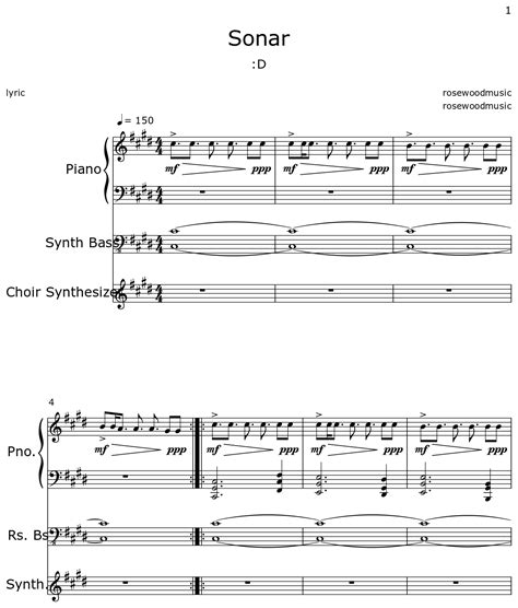 Sonar Sheet Music For Piano Synth Bass Choir Synthesizer