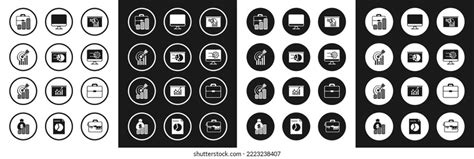 Set Board Graph Chart Target Briefcase Stock Vector Royalty Free 2223238407 Shutterstock