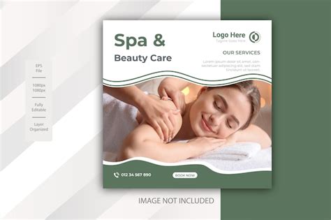 뷰티 And 스파 배너 소셜 미디어 포스트 템플릿 디자인 프리미엄 벡터