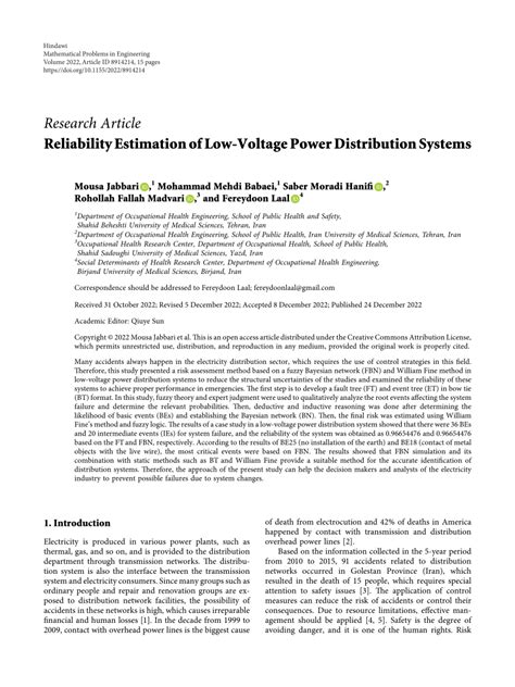 Pdf Reliability Estimation Of Low Voltage Power Distribution Systems