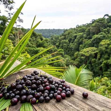 Acai Seeds Berries Amazonia Brazil Stock Illustration