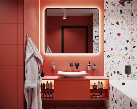 Современный санузел с плиткой терраццо Behance