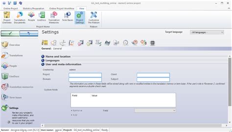 MemoQ Online Project Settings