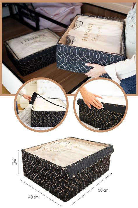 Evren Pvc Kapaklı Baza Hurç Kutu Yatak Kanepe Altı Dolap İçi Düzenleyici Organizer 50x40x19 Cm