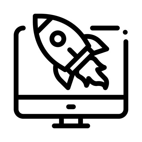 Rocket Computer Control Icon Vector Outline Illustration 17592532