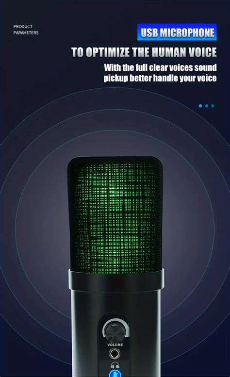 전문 Usb 콘덴서 마이크 플러그 앤 플레이 헤드폰 출력 및 볼륨 제어 마이크 게인 제어 음소거 버튼 Pc Temu Republic Of Korea