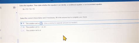 Solved Solve The Equation Then State Whether The Equation