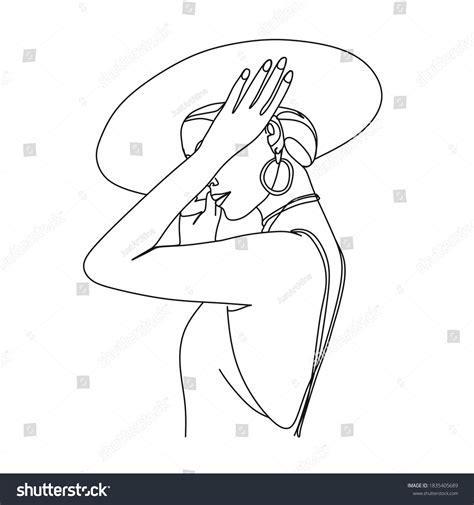 Woman Hat Line Art One Line Stock Illustration 1835405689 Shutterstock