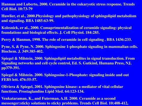 Hannun And Luberto Ceramide In The Eukaryotic Stress Response Ppt