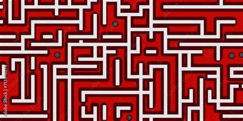Random Maze Generator In The Style Of Jordn Grimmer Flat Vector Red And Gray Stock
