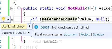 Ide0041 Null Check Can Be Simplified Codefix Cannot Be Applied · Issue