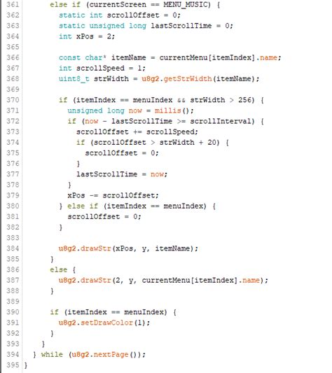 Text Scrolling In Menu Not Working Properly On Oled Screen Programming Arduino Forum
