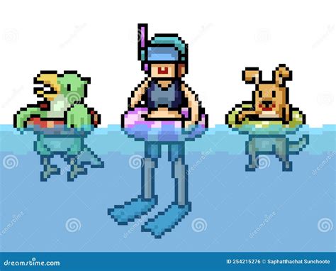 Pixel Art Dive Underwater Vector Illustration 93339298