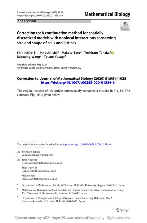 Correction To A Continuation Method For Spatially Discretized Models With Nonlocal Interactions
