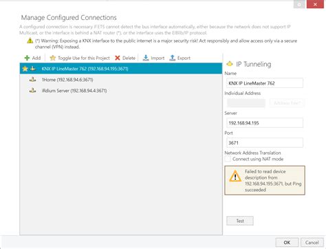 Problem With Connecting To MDT IP Interface From ETS KNX Association