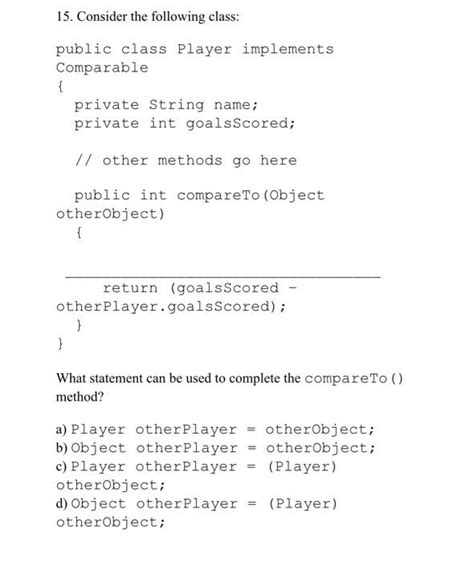 Solved 15 Consider The Following Class Public Class Player