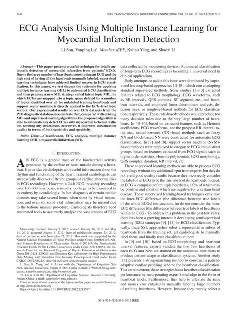 Pdf Ecg Analysis Using Multiple Instance Learning For Myocardial