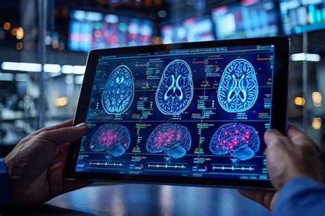 Neurologist Analyzing Brain Scans On Tablet Premium Ai Generated Image