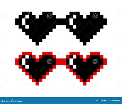 Vector Pixelated Sunglasses Pixel Boss Glasses Icon Set In 8 Bit Retro