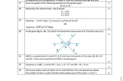 27draw The Graph Of The Following Equation On The Graph Paper 2x−3y−6 0