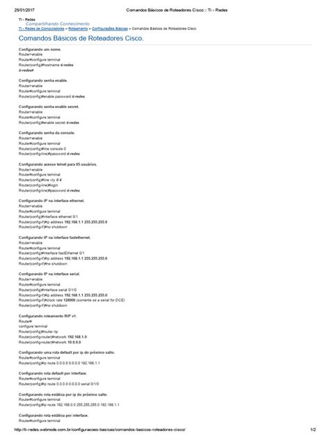 Comandos Básicos De Roteadores Cisco Pdf Enrutador Computación Contraseña