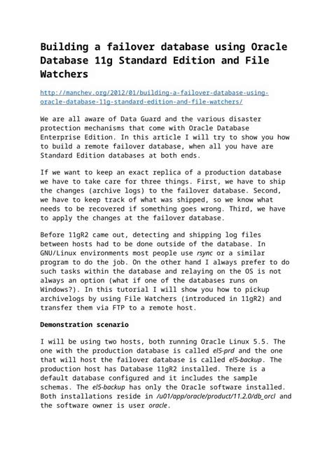 docx building a failover database using oracle database 11g standard