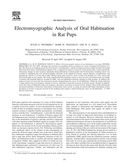 Pdf Electromyographic Analysis Of Oral Habituation In Rat Pups