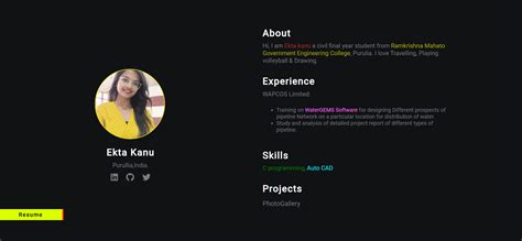 github ekta py portfolio one page portfolio