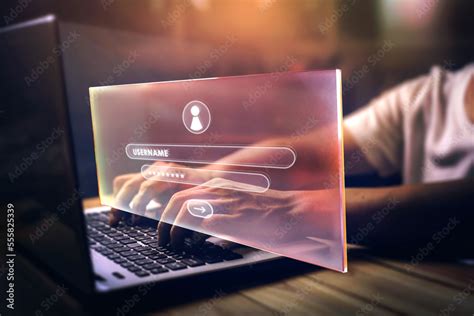 Concept Of Cyber Security User Type Login And Password Keeping User Personal Data Safe