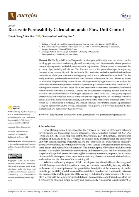 Pdf Reservoir Permeability Calculation Under Flow Unit Control